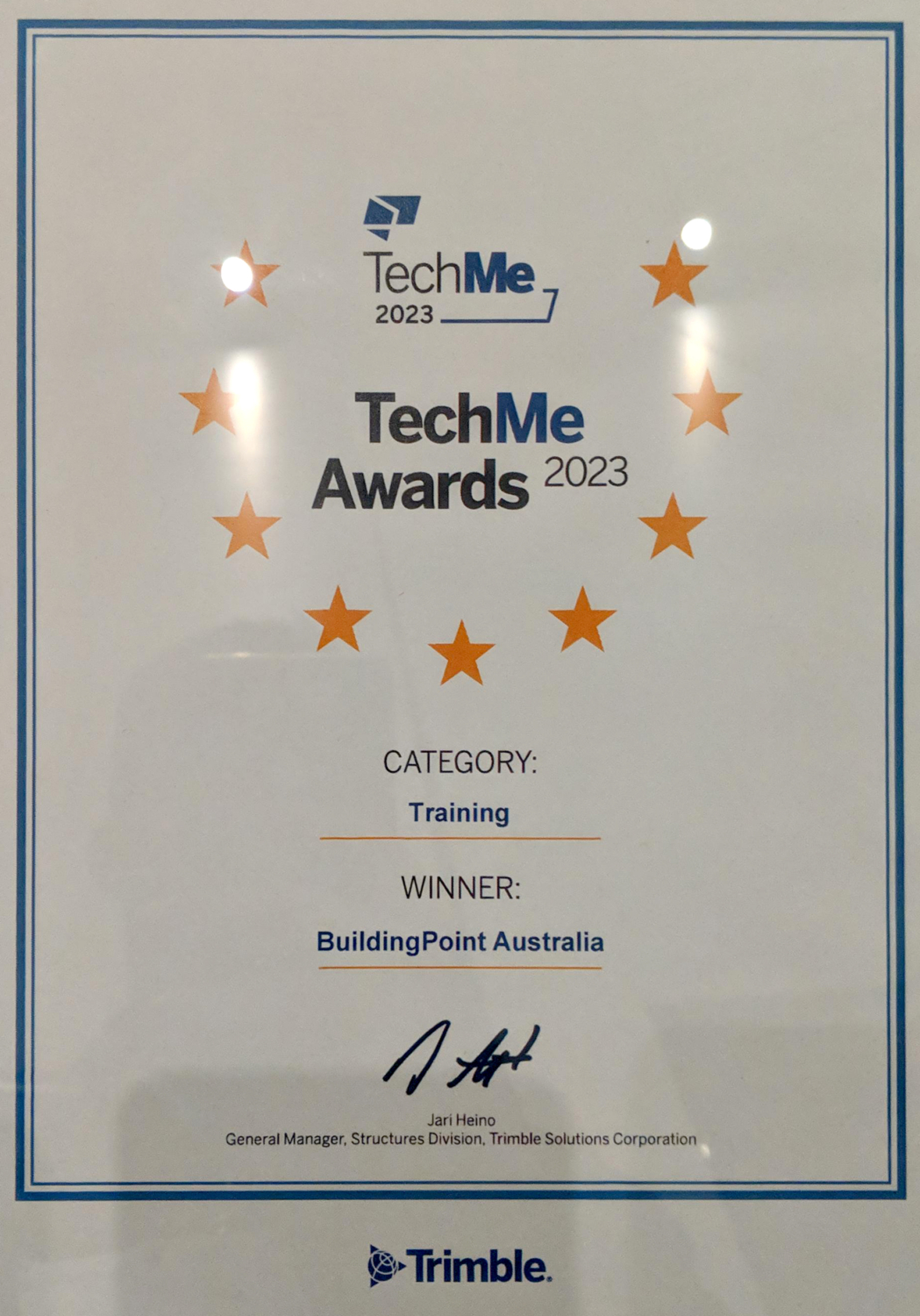 Tekla Tekla 2023 Training Award - BuildingPoint Australia